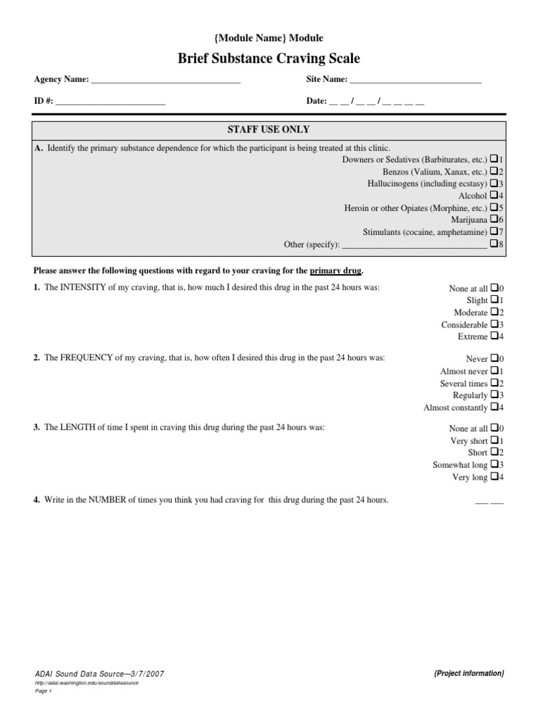 Brief Substance Craving Scale | Drugs | Morphine