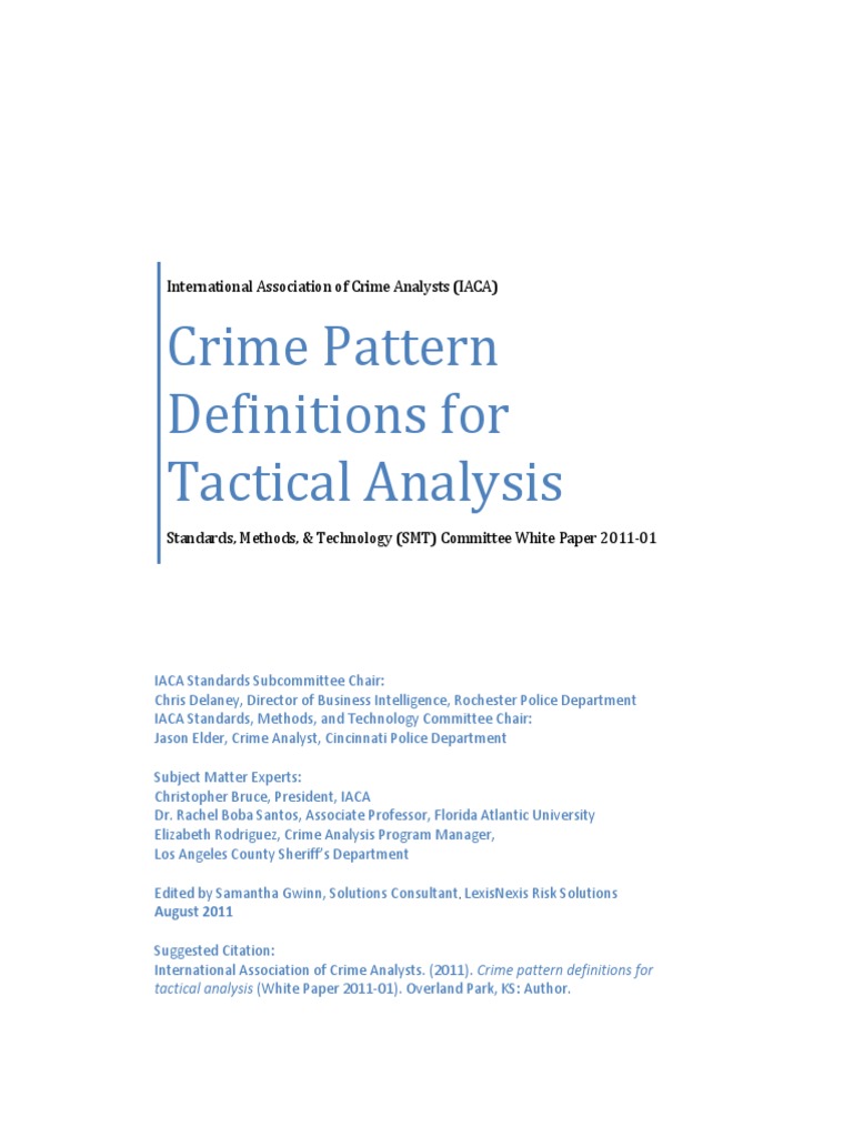 Crime Pattern Definitions For Tactical Analysis | PDF | Burglary ...