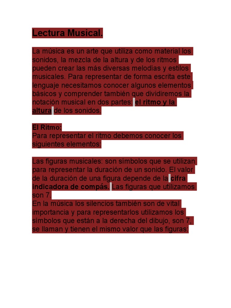 Lectura Musical | PDF | Ritmo | Elementos de la música