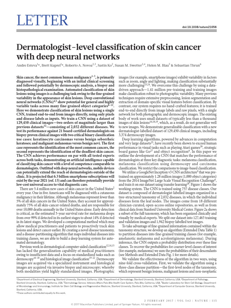 Dermatologist-Level Classification of Skin Cancer With Deep Neural ...