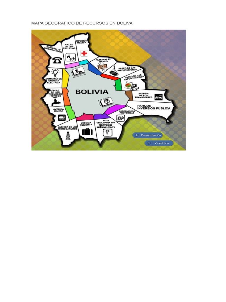 Mapa Geografico de Recursos en Boliva | PDF | Seda | Minerales