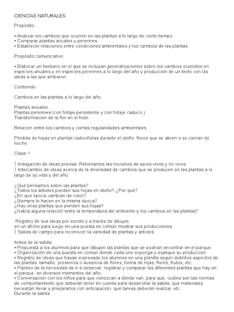 Cambios en las Plantas a lo Largo del Año | PDF | Arboles | Plantas