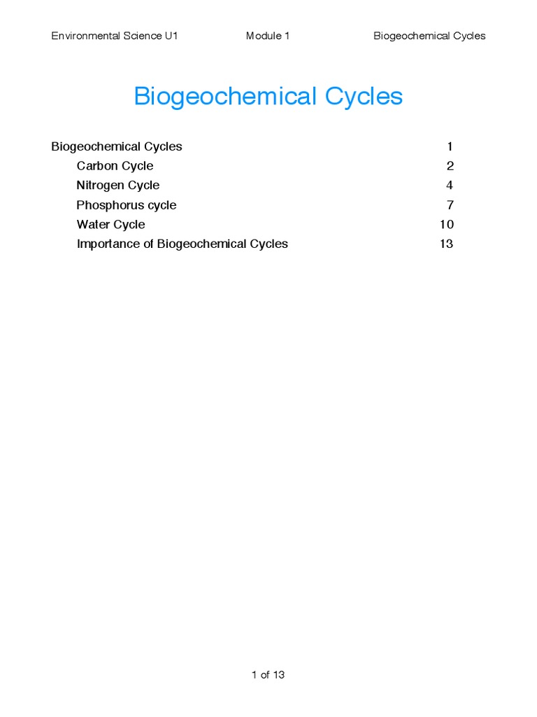Biogeochemical Cycles | PDF | Carbon Cycle | Nitrogen