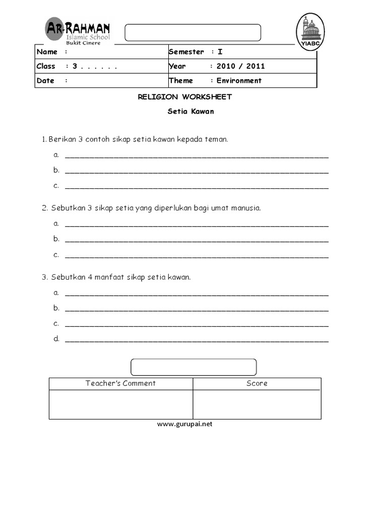 Contoh Sikap Setia Kawan - Berkas Soalku