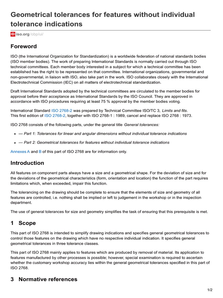 ISO 2768-2 Preview | Download Free PDF | International Organization For ...