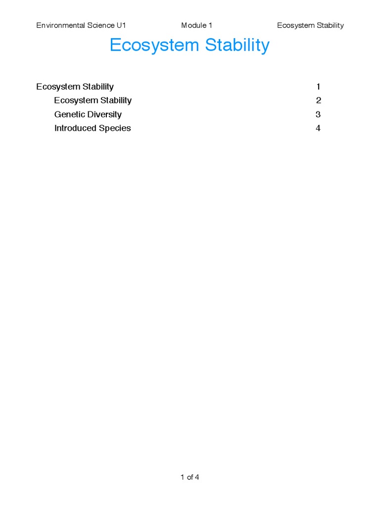 Ecosystem Stability | PDF | Introduced Species | Biodiversity