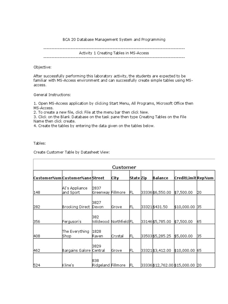 MS-Access Table Creation Guide | PDF | Information Retrieval | Databases