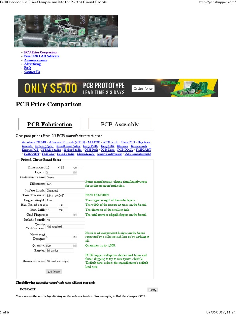 PCB Price Comparison | PDF | Printed Circuit Board | Computing