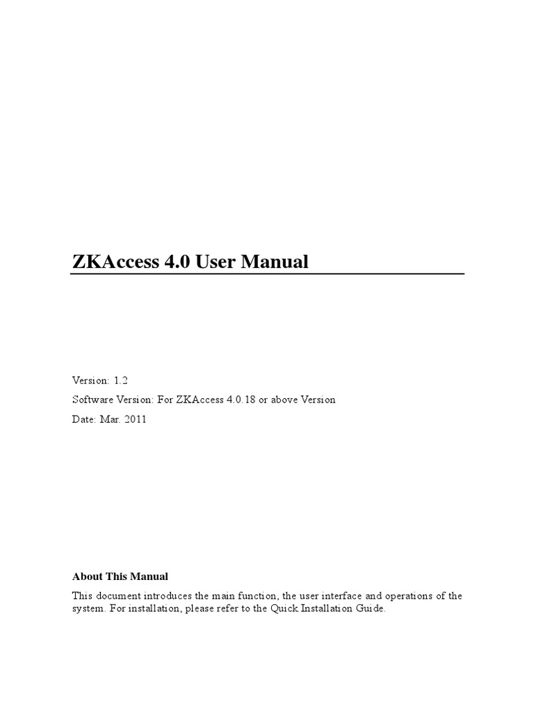 ZKAccess 4.0 User Manual | PDF | Access Control | Ip Address