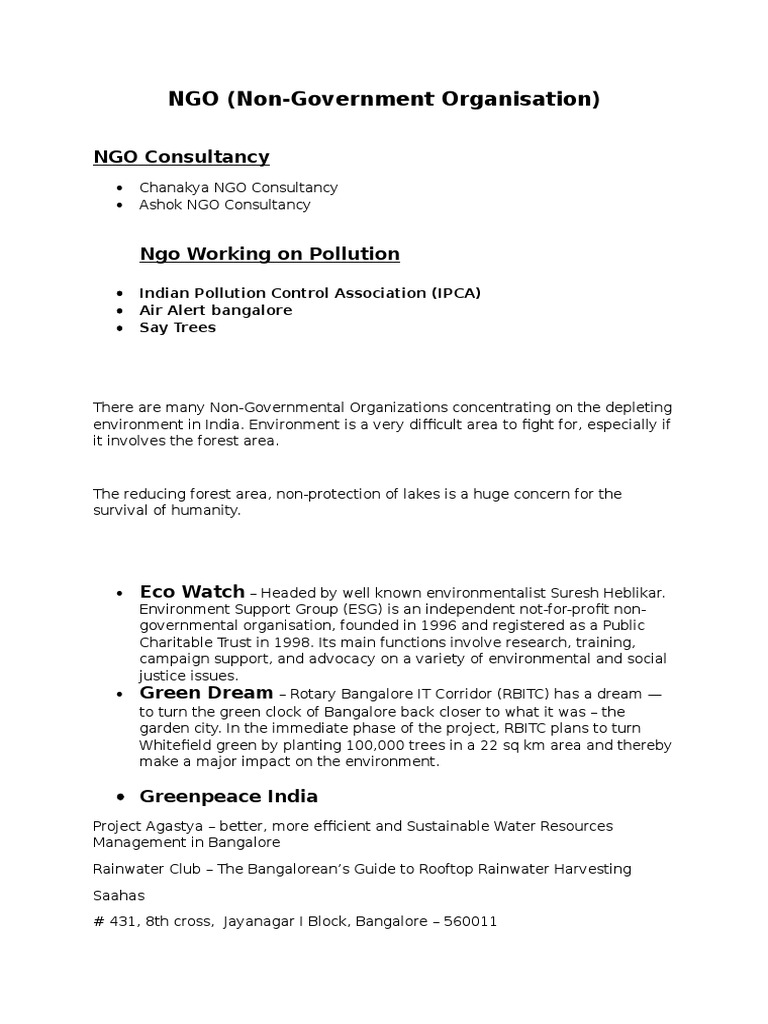 NGO (Non-Government Organisation) | PDF | Non Governmental Organization ...