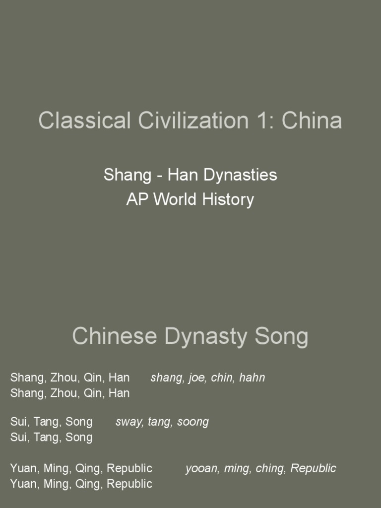 Classical Civilization 1: China: Shang - Han Dynasties AP World History ...