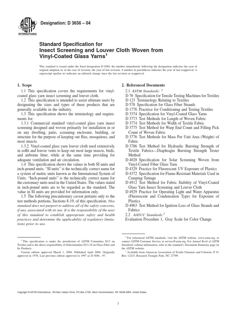 Astm d3656 | PDF | Textiles | Accuracy And Precision