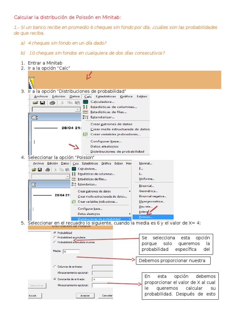 Calcular La Distribución de Poissón en Minitab | PDF | Distribución de ...