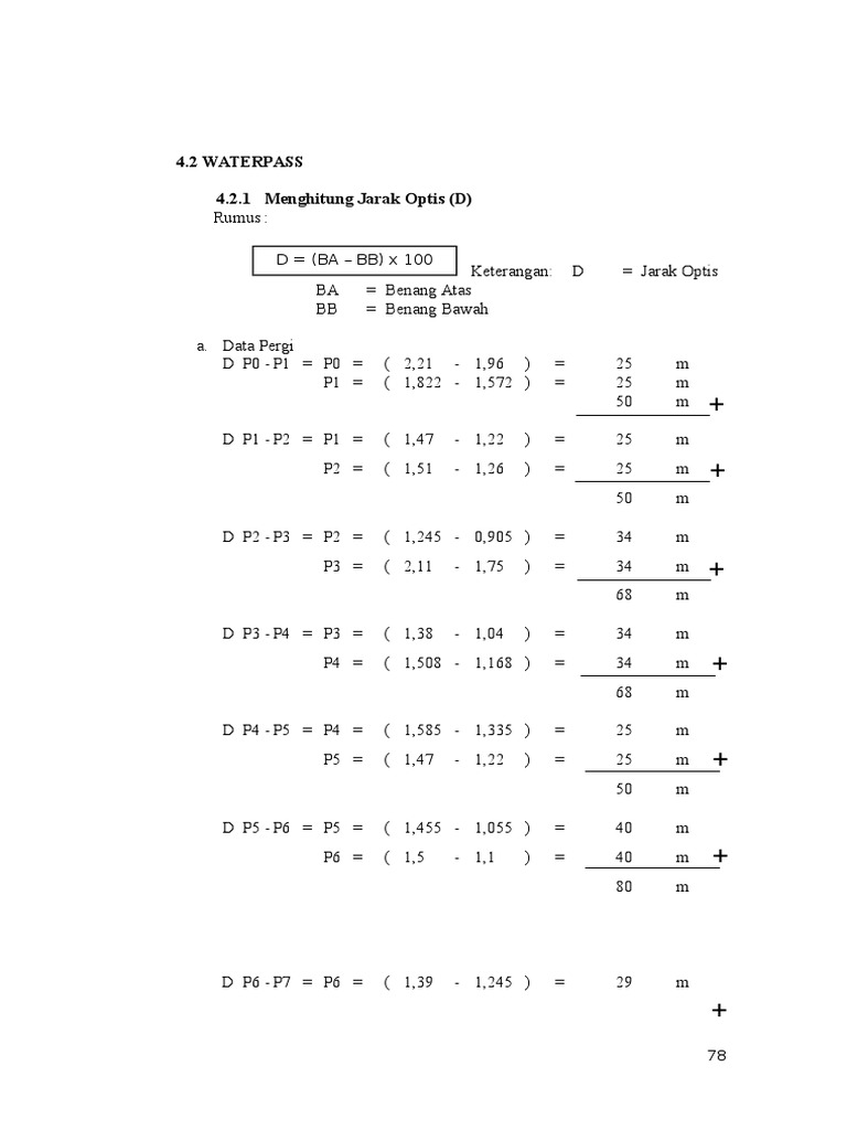 Water Pass Distance Calculations | PDF
