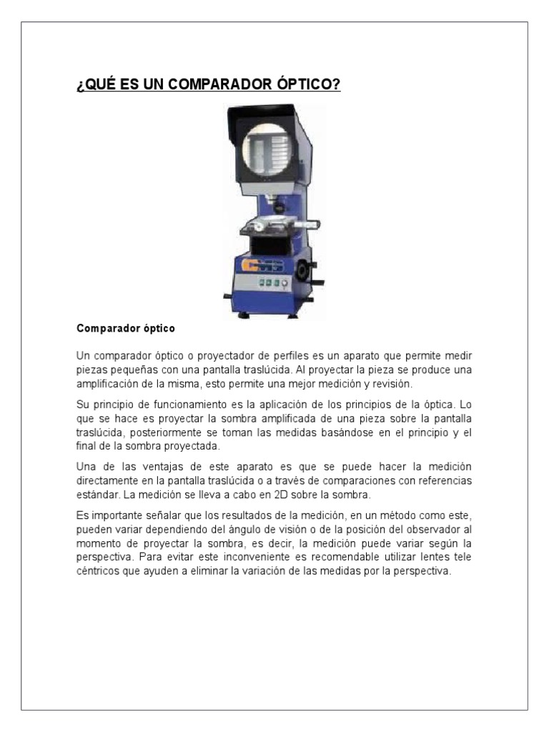 Qué Es Un Comparador Óptico | PDF | Tornillo | Óptica