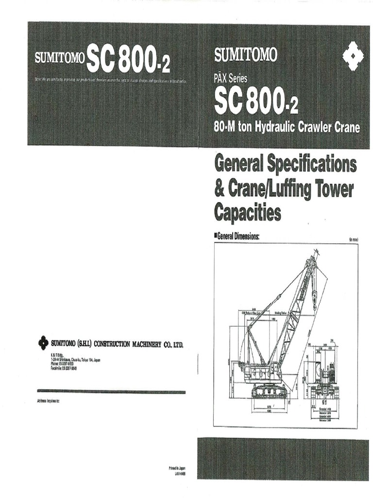 Sumitomo SC800 (MOC Crane) | PDF