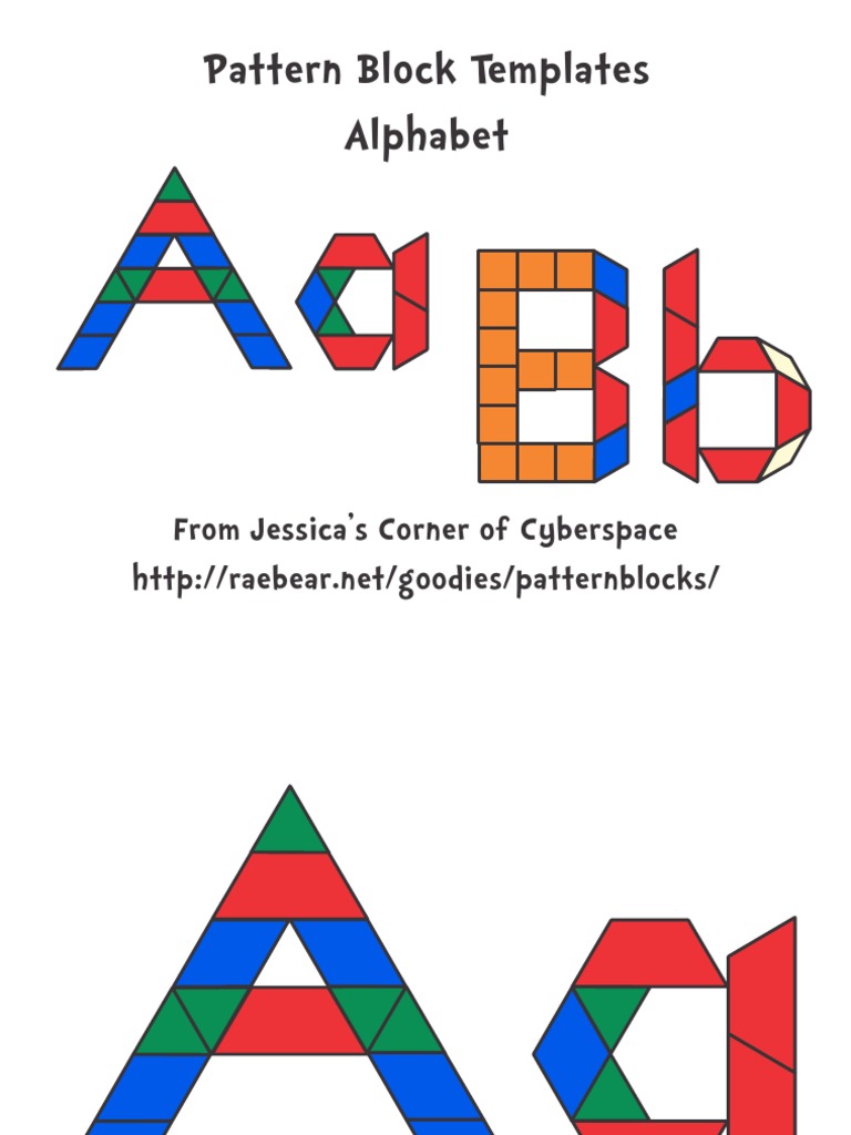Pattern Block Templates Alphabet: From Jessica's Corner of Cyberspace | PDF