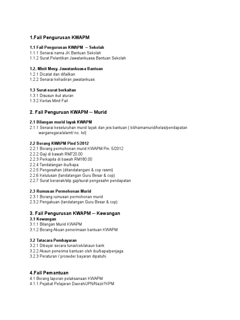 Fail KWAPM Yang Perlu Ada | PDF
