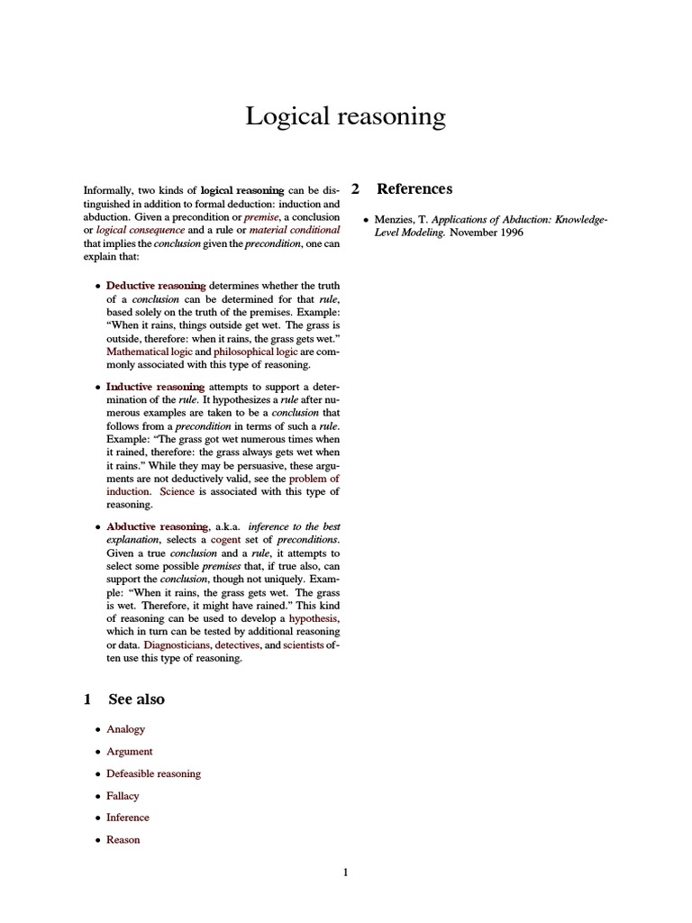 Logical Reasoning - Wikipedia | PDF | Logical Consequence | Inductive ...