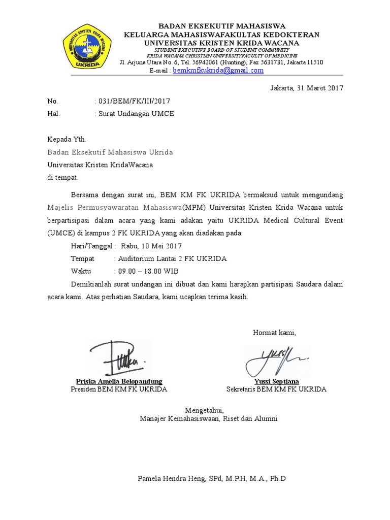 Undangan UMCE BEM FK UKRIDA | PDF