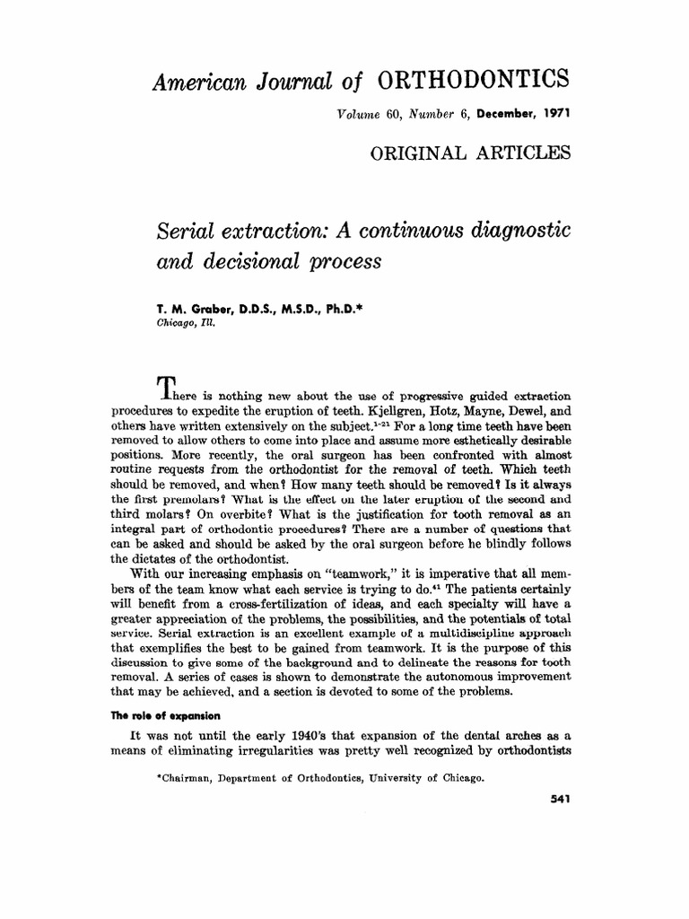 Serial Extraction | PDF | Orthodontics | Dental Anatomy