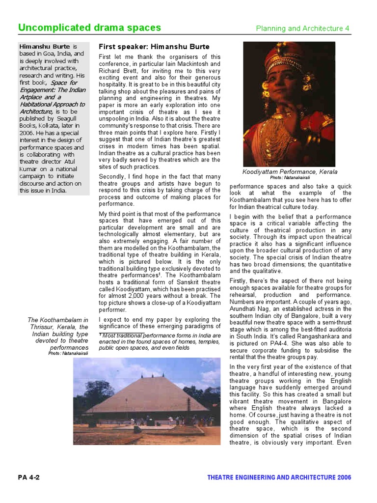 Uncomplicated Drama Spaces: First Speaker: Himanshu Burte | PDF | Theatre | Performing Arts