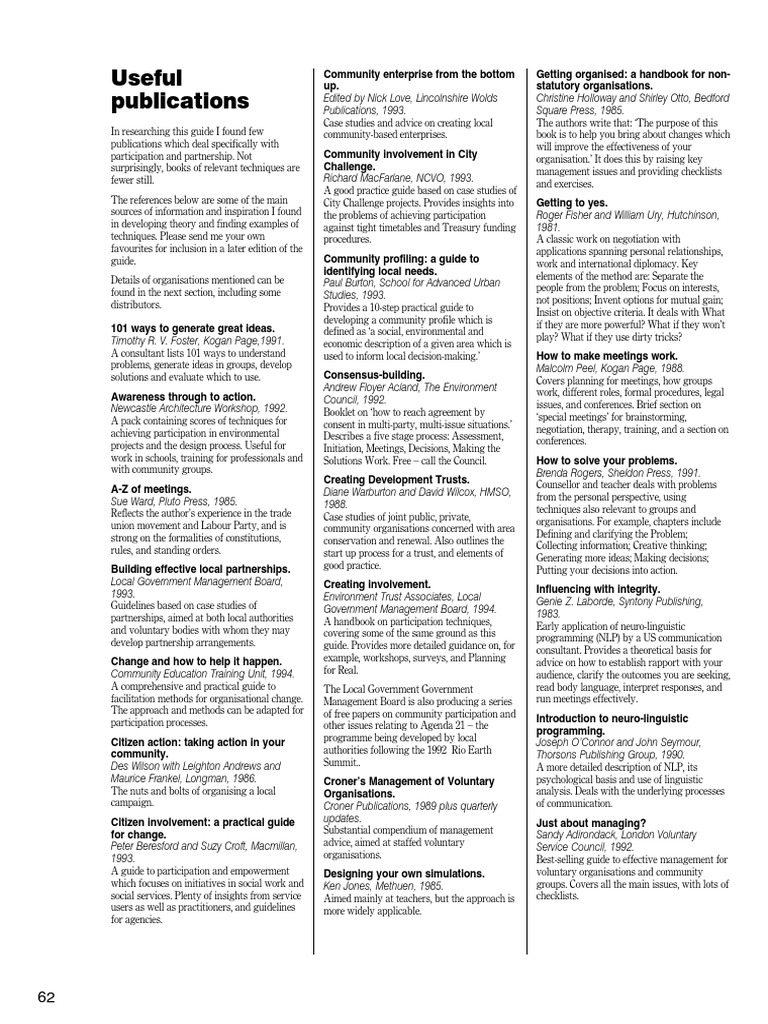Useful Publications | PDF | Community Organizing | Community Development