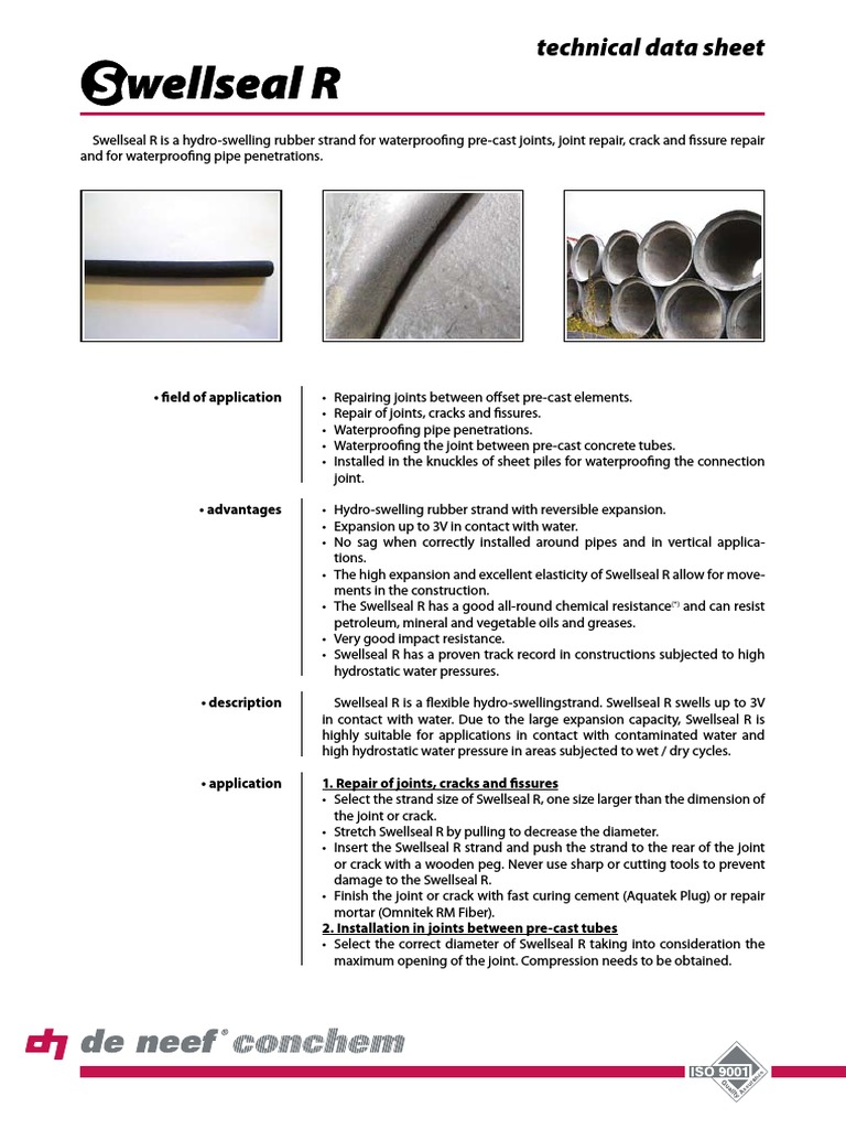 Swellseal R Hydro-swelling Rubber Strand | PDF | Adhesive | Engineering