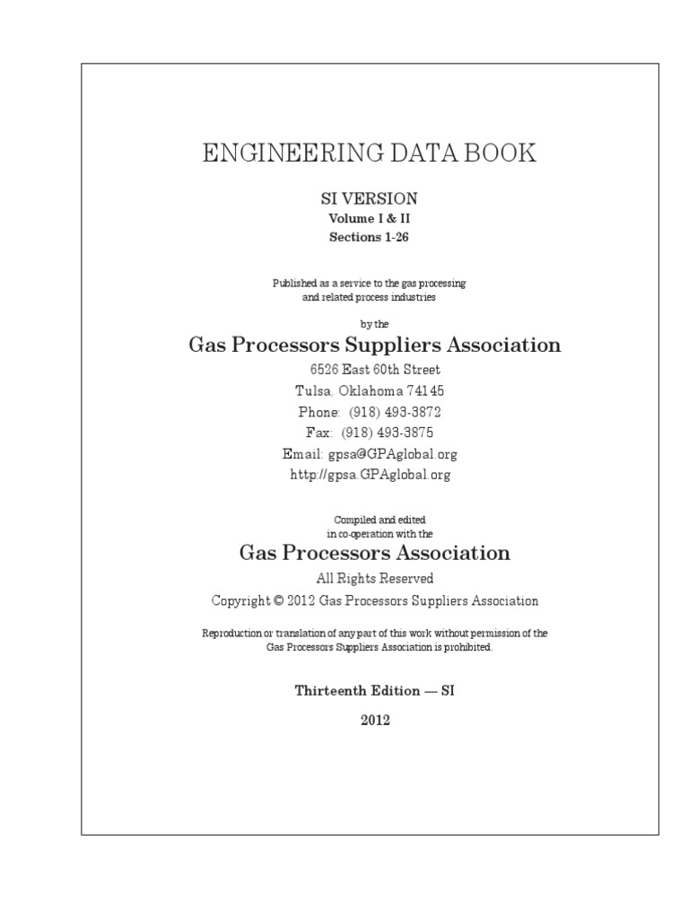 Engineering Data Book: Gas Processors Suppliers Association | PDF | Heat Exchanger | Pump