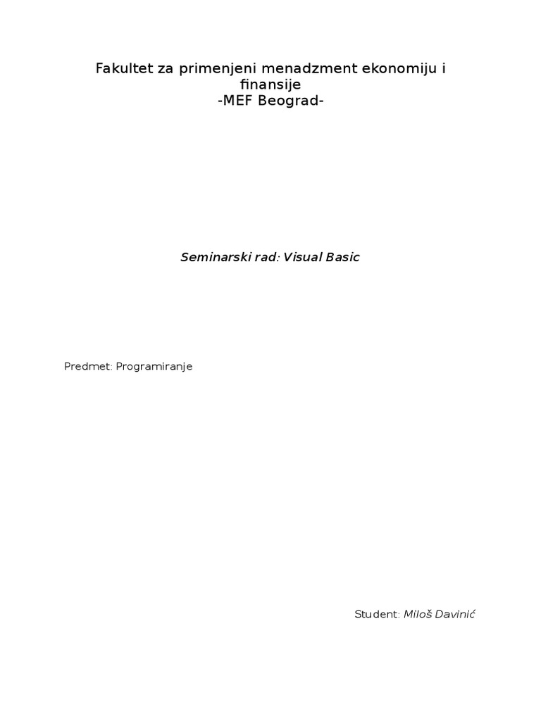 An Introduction To The Visual Basic Programming Language Creating A Simple Hello World Pdf