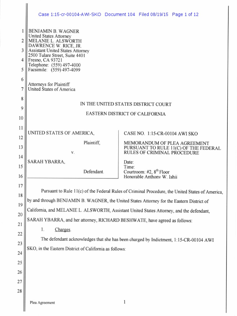 Ybarra Plea Agreement | PDF | United States Federal Sentencing ...