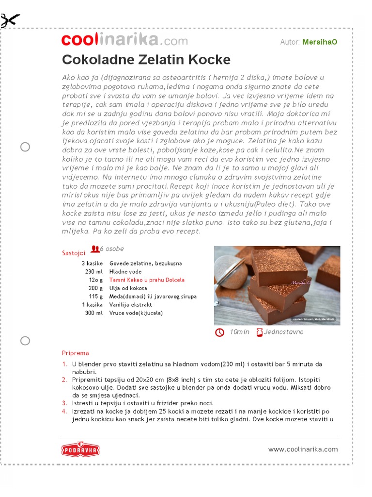 Cokoladne Zelatin Kocke | PDF