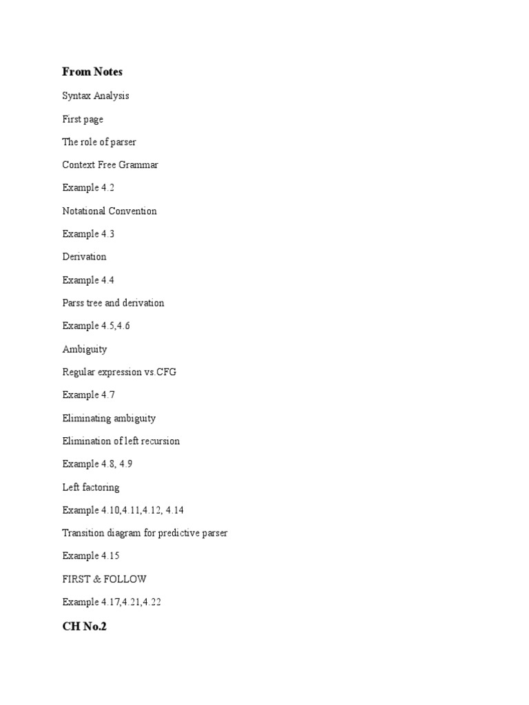 Syntax Analysis Notes: Context Free Grammars, Parsing, Attributes | PDF