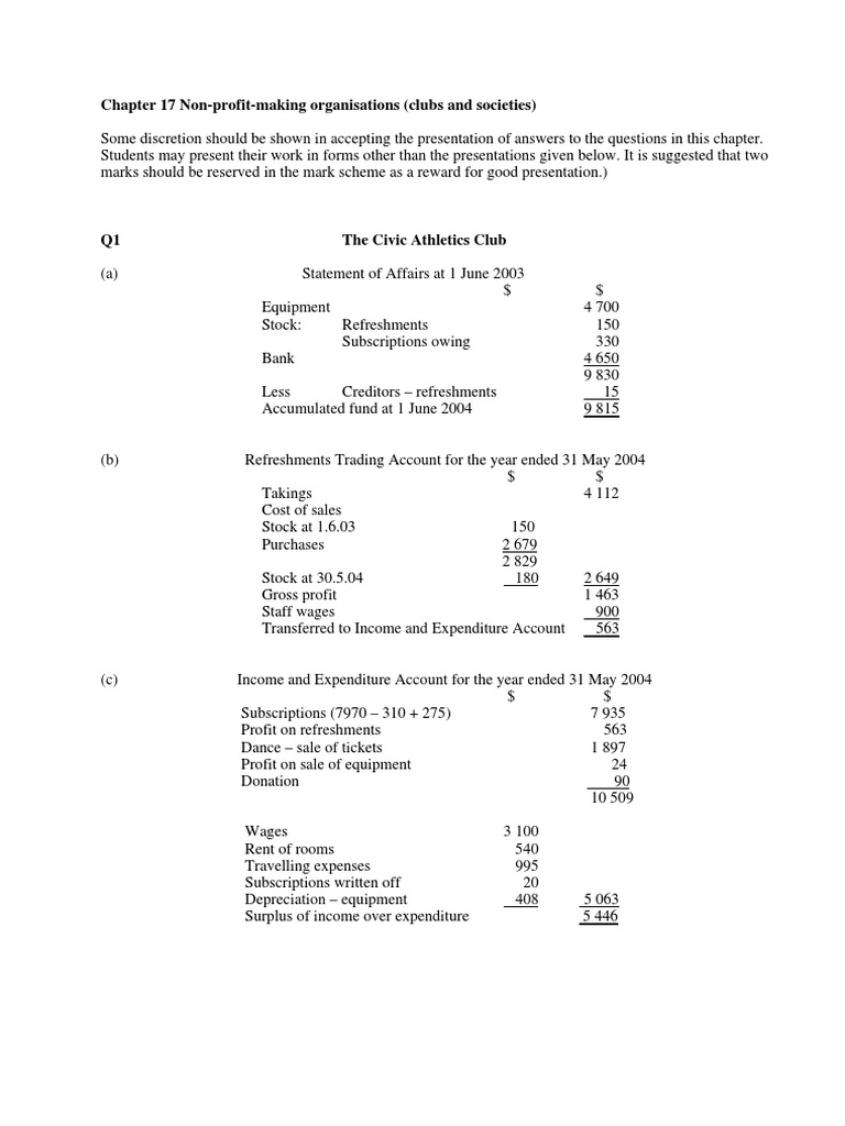 Non-profit clubs and societies financial statements | PDF | Expense | Money