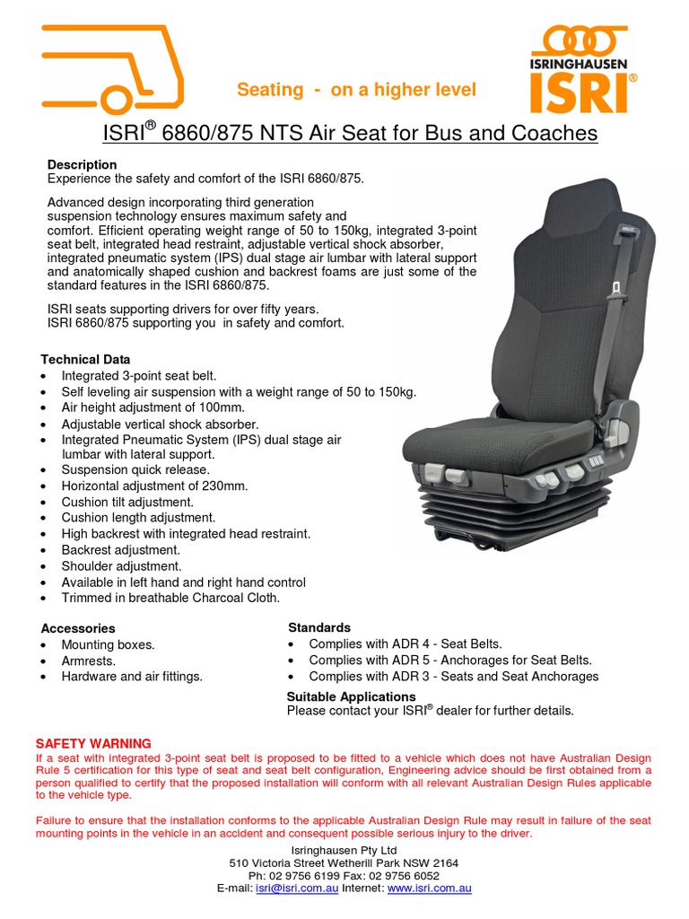 Isri 6860/875 NTS Air Seat For Bus and Coaches: Seating - On A Higher ...