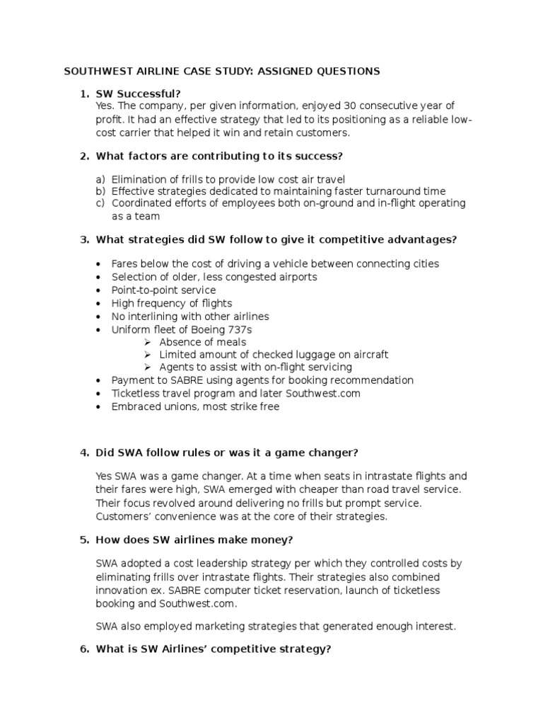 Southwest Airlines Success Strategies | PDF | Southwest Airlines | Airlines