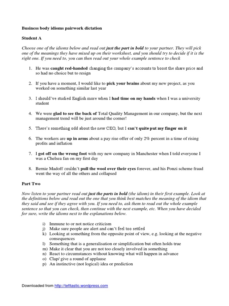 Business Idioms Pictionary | Download Free PDF | Bernard Madoff | Idiom