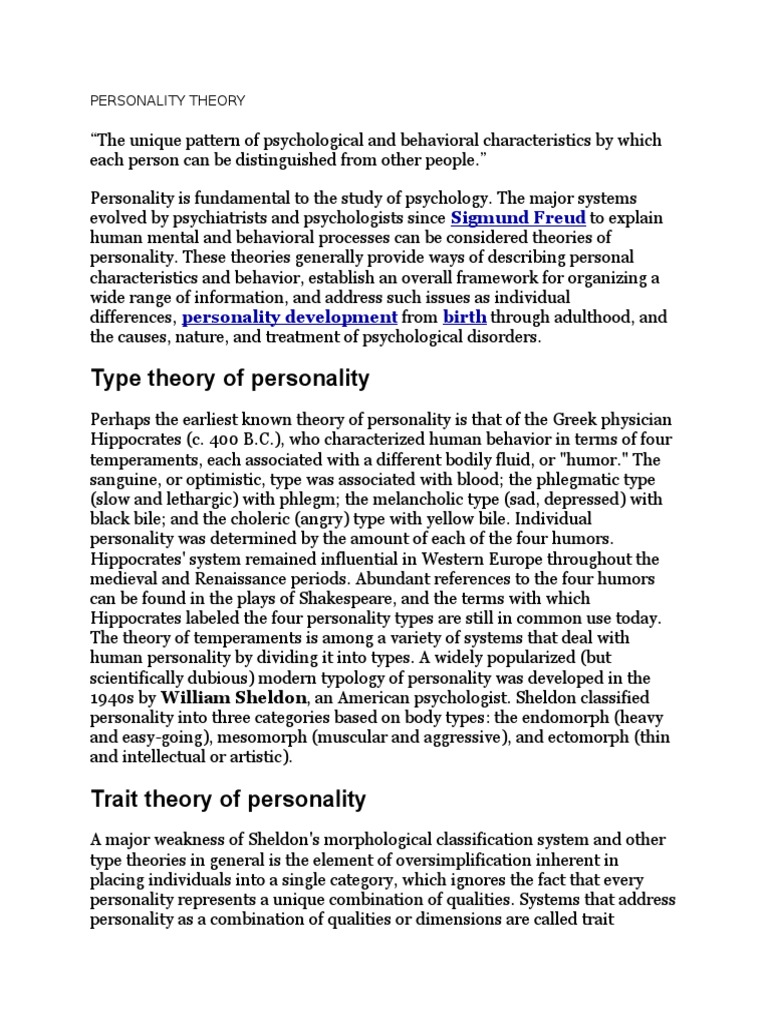 Type Theory of Personality: Sigmund Freud | PDF | Behavioural Sciences ...