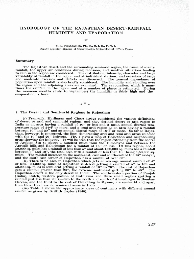 Rainfall of Rajasthan | PDF