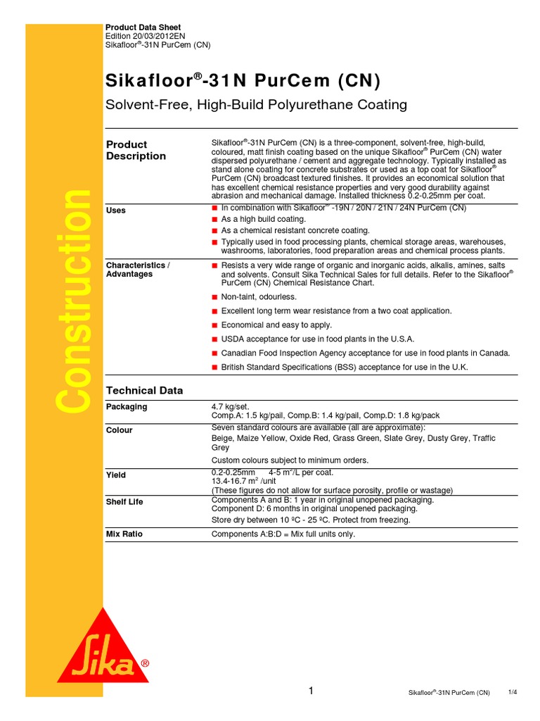 Sika Floor 31n Purcem | PDF | Paint | Concrete