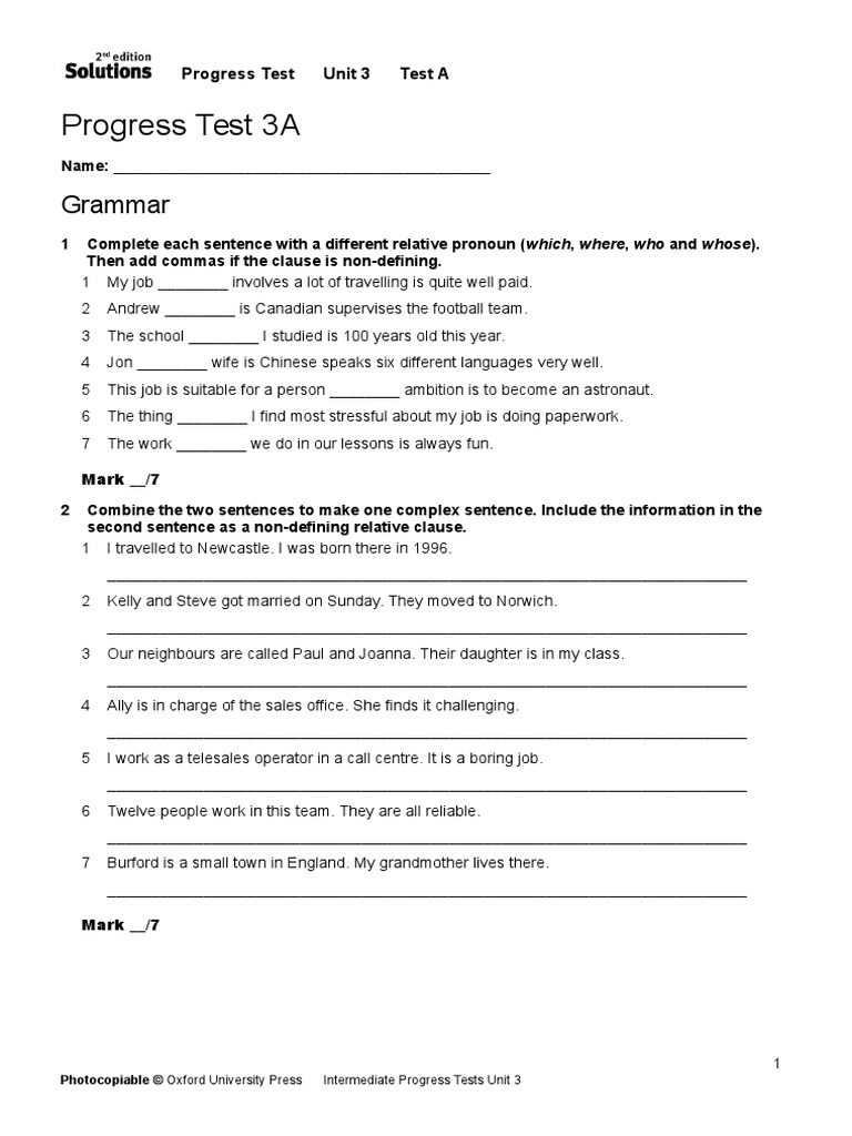 Sol2e Int Progress Test 03A | PDF Sol2e Int Progress Test 03A | PDF