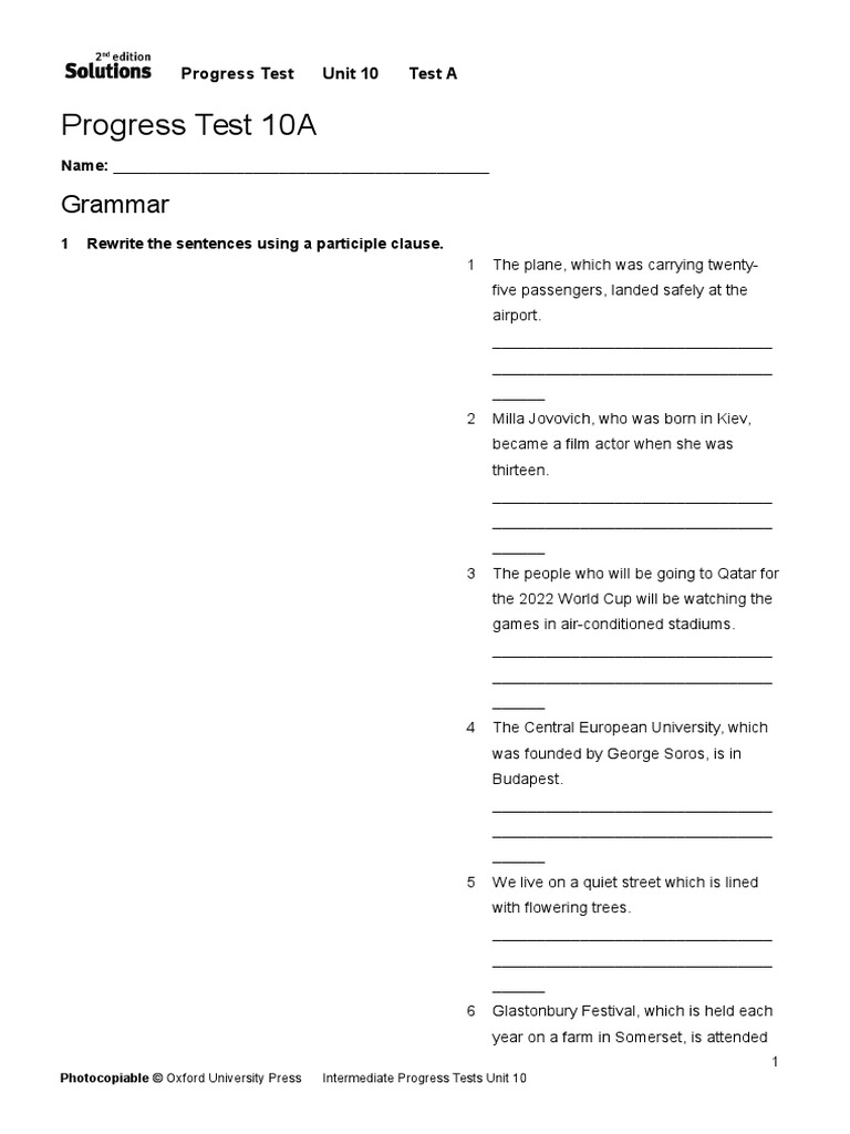 Sol2e Int Progress Test 10A | Download Free PDF | Performing Arts | Leisure Sol2e Int Progress Test 10A | Download Free PDF | Performing Arts | Leisure