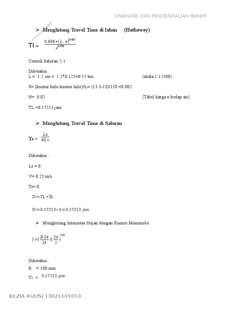 Menghitung Travel Time Di Lahan Mata Kuliah Drainase | PDF