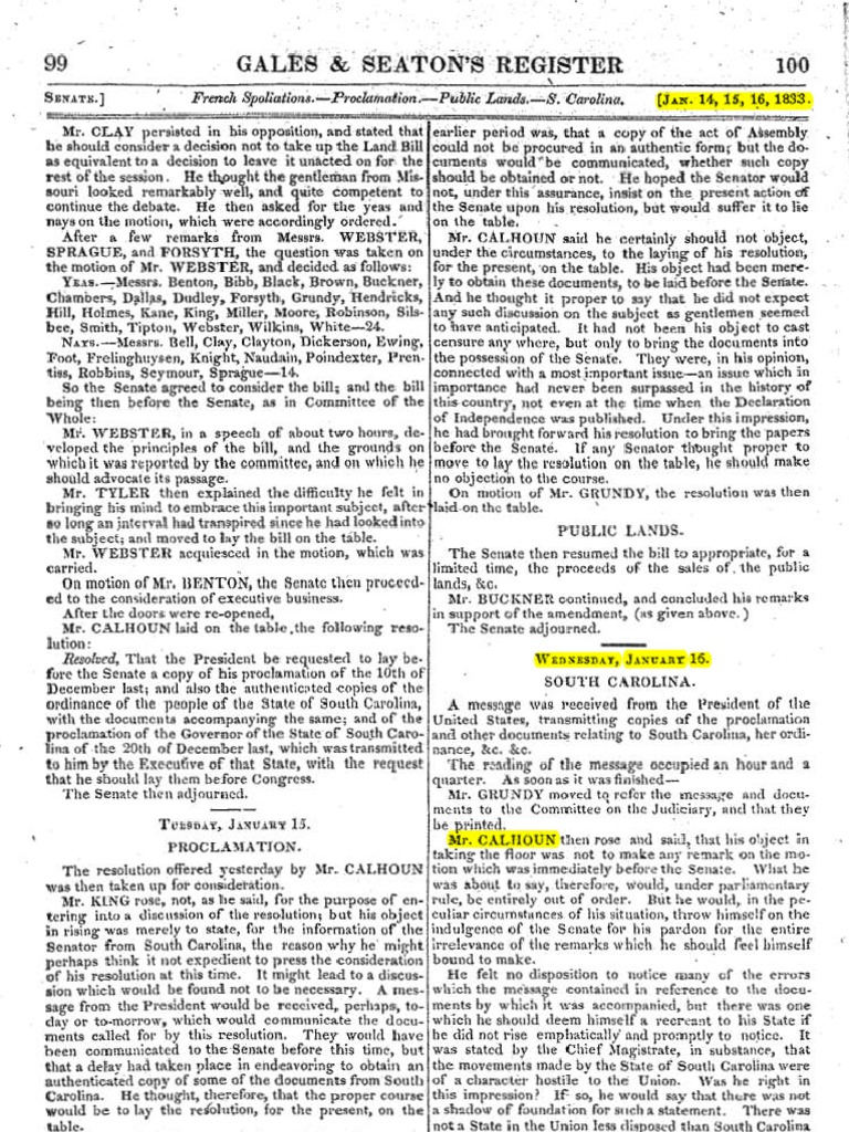 Senate Debates on South Carolina | PDF | Nullification (U.S ...