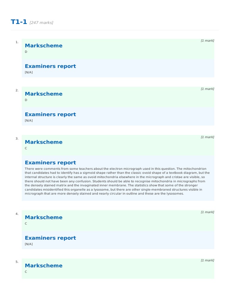 T1-1 MS (IB Biology Topic 1 Question Bank Answer) | PDF | Rna | Cell ...