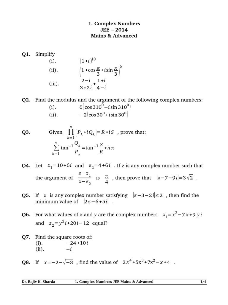 Complex Numbers | PDF | Complex Number | Triangle