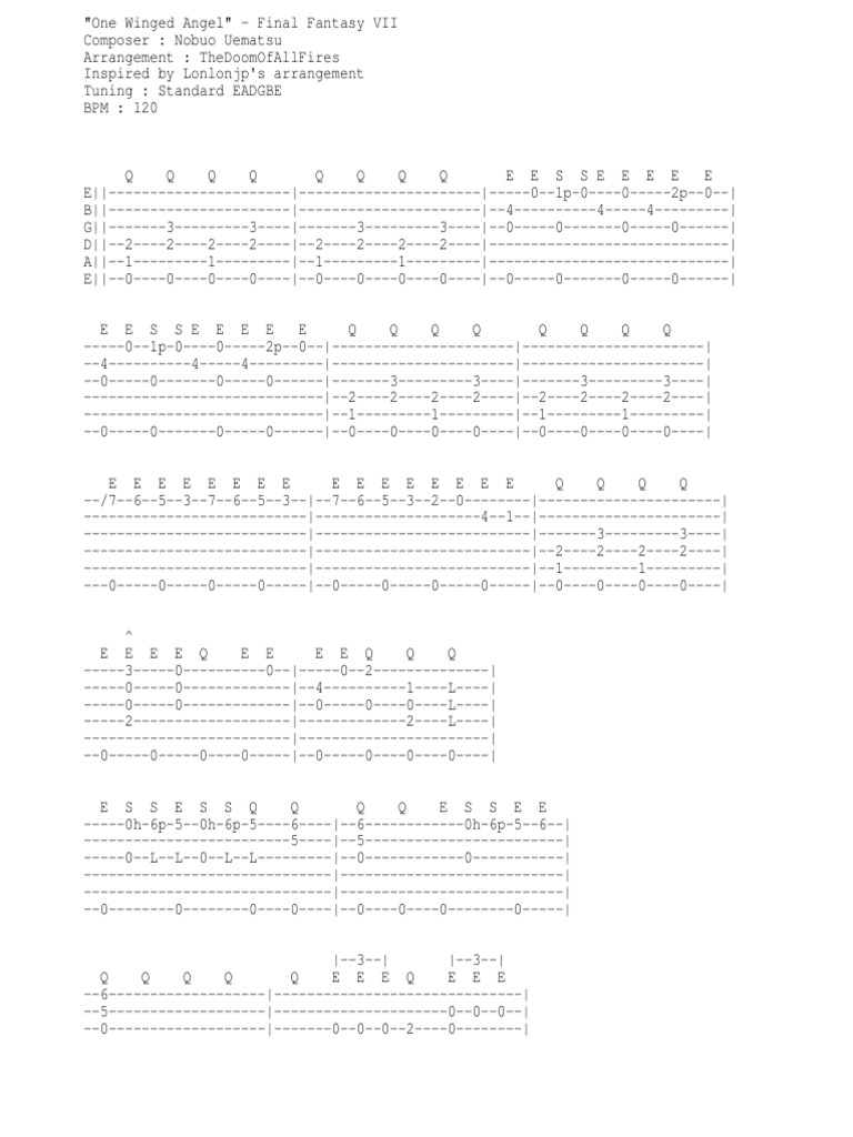 One Winged Angel Tab | PDF