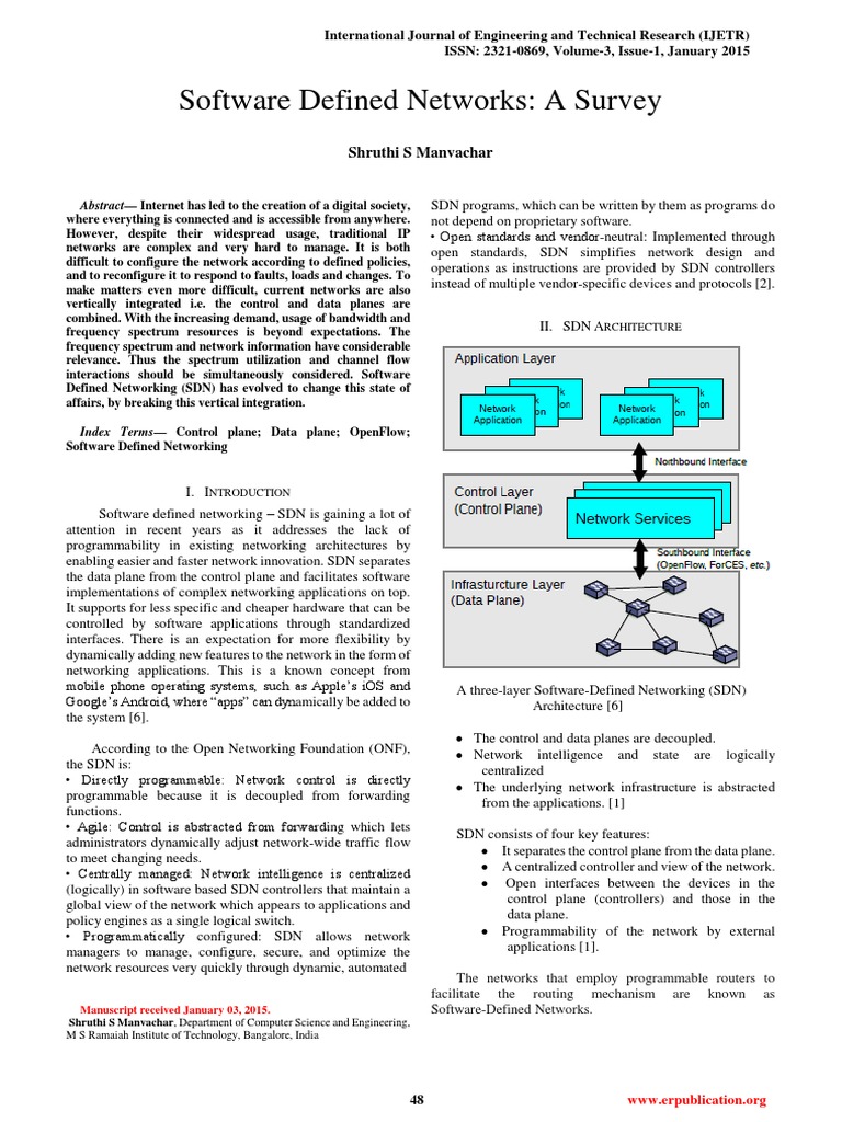 Software Defined Networks: A Survey: Shruthi S Manvachar | PDF | Computer Network | Application ...