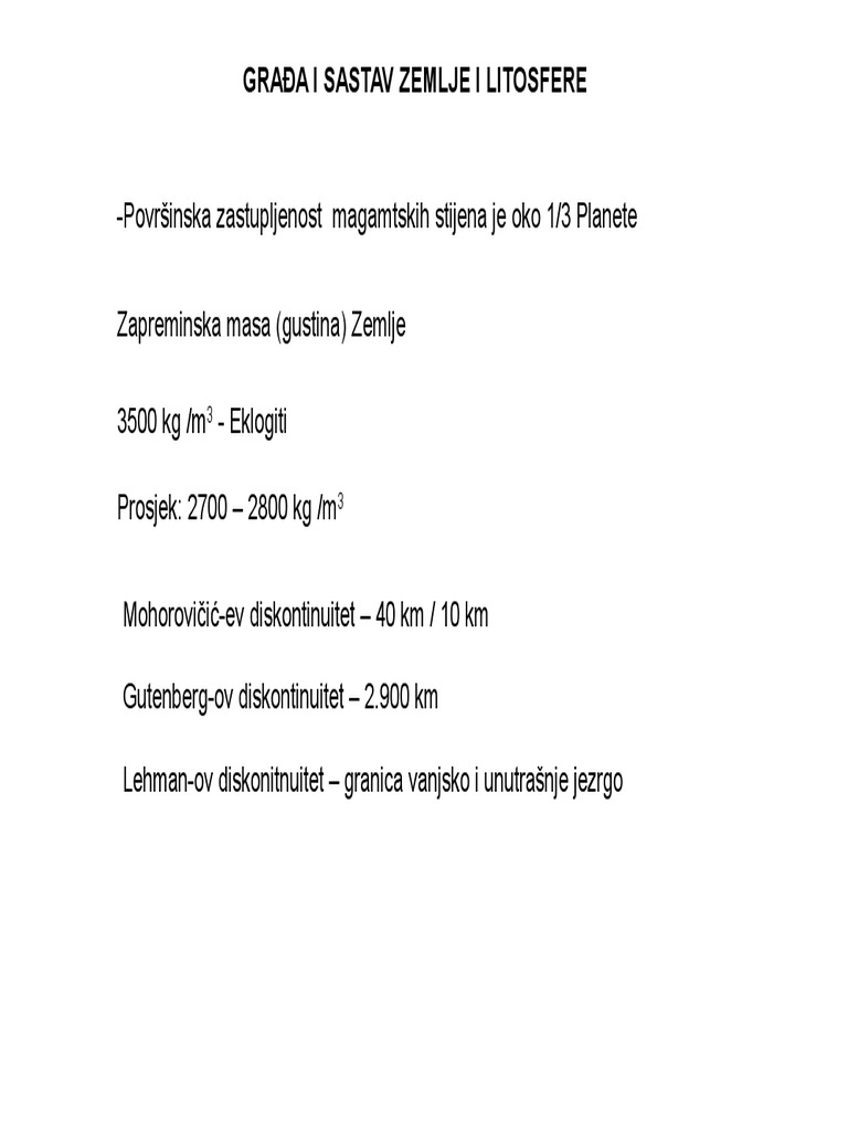 Građa I Sastav Zemlje I Litosfere | PDF
