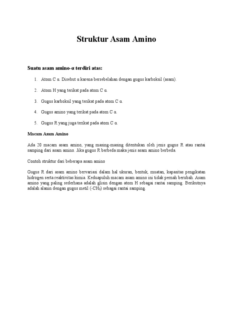 Struktur dan Macam Asam Amino | PDF